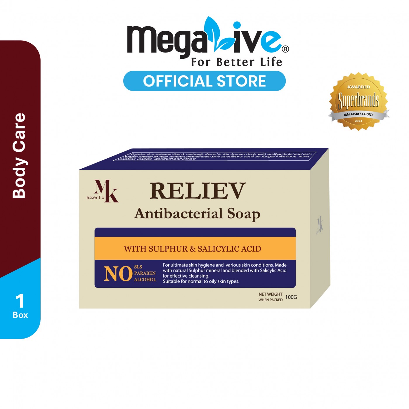 MK essentia Reliev Antibacterial Soap (100G)